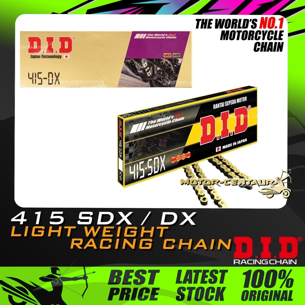 RANTAI DID ROAD RACING CHAIN 415 DX SDX 122L 132L GOLD COLOR (MADE IN THAILAND) | Shopee Malaysia