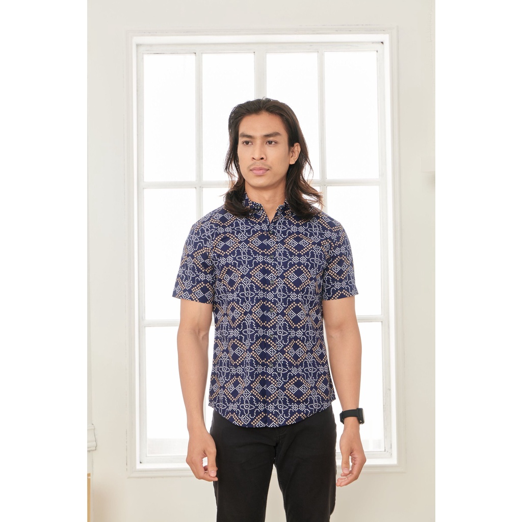 I Am Famous Slim Fit Shirt - Navy Blue | Shopee Malaysia
