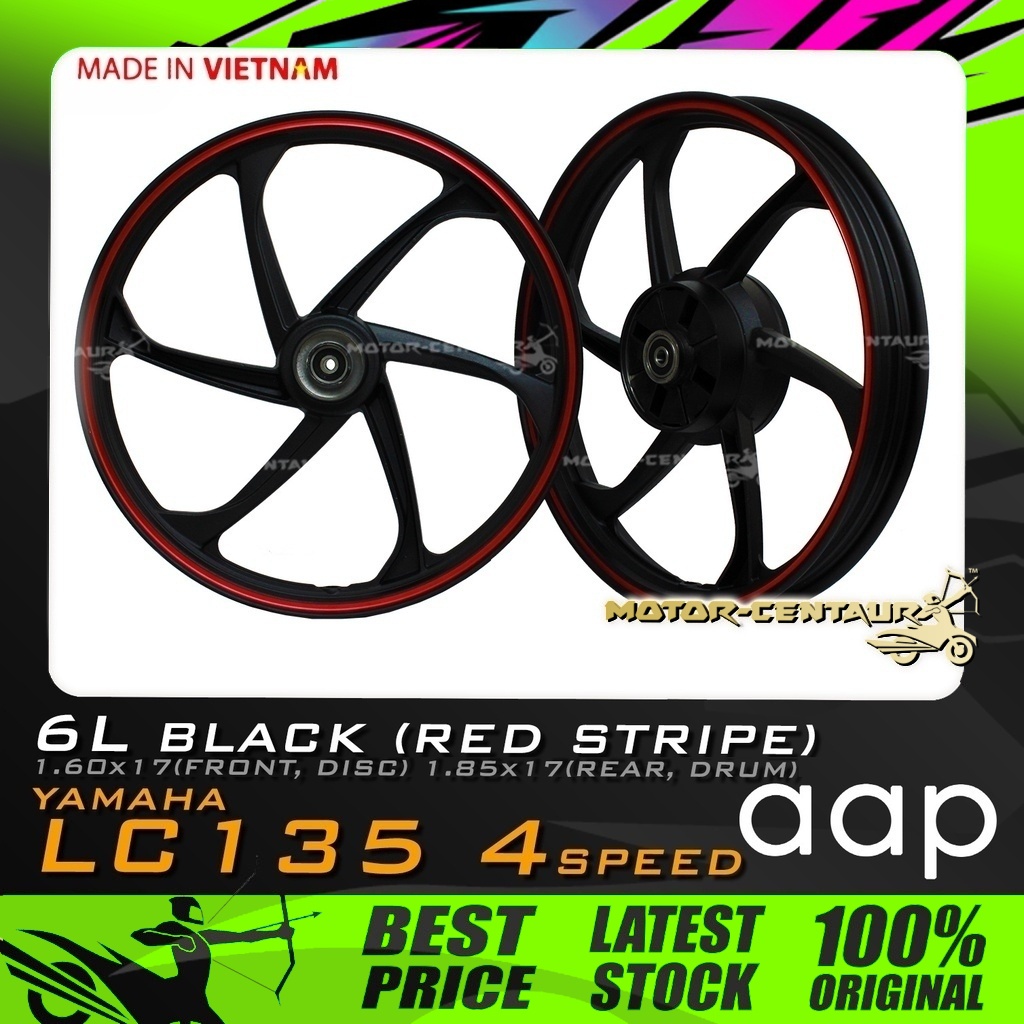 RIM MOTOSIKAL AAP SPORT RIMS 1.60X17(DISC,F) 1.85X17(DRUM,R) FOR YAMAHA ...