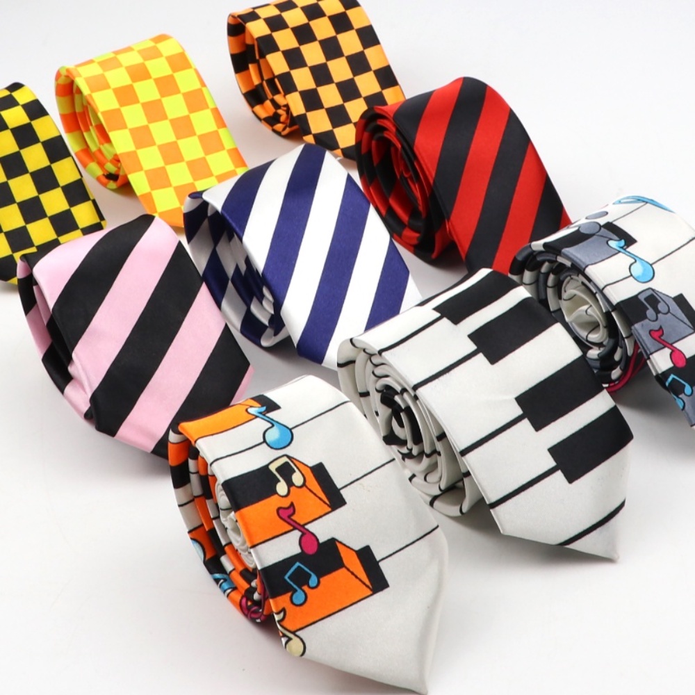 ZONFAZ 5cm Men Fashion Slim Silk Neckties Funny Striped Skinny Novelty ...