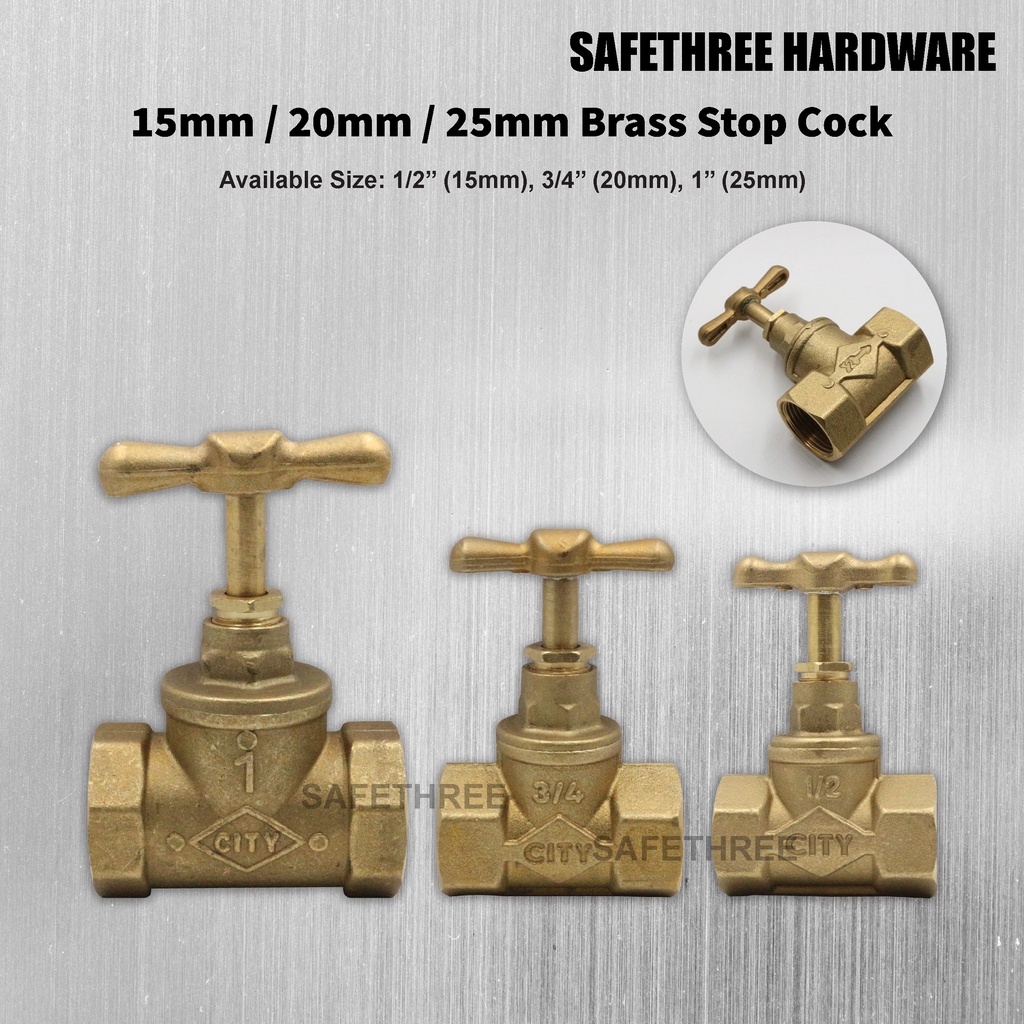 City 1/2'' 3/4'' 1'' Brass Stop Cock 15mm 20mm 25mm Stopcock Valve ...