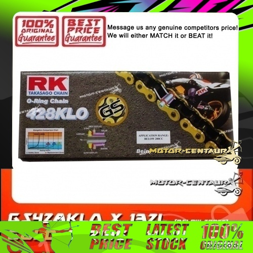 RANTAI RK O-RING CHAIN GS428KLO X 132L GOLD PLATED (OUTER LAYER ONLY ...