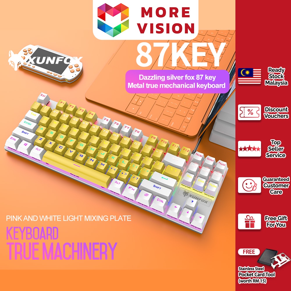 XUNFOX K80 K10 Gaming Mechanical Keyboard USB Luminous RGB Light Color ...