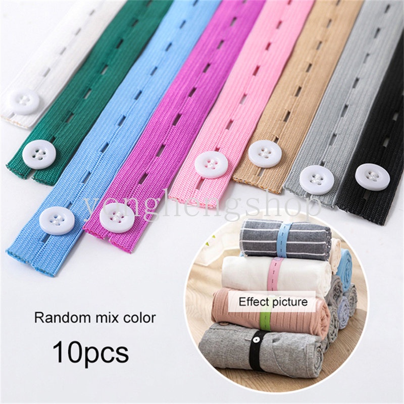 10pcs/set Clothes Storage Elastic Band Straps Pull Roll Belts with ...