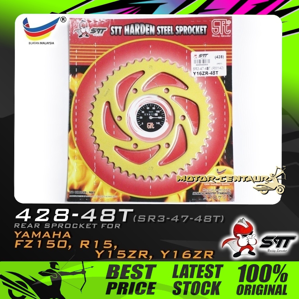 GEGANCU BELAKANG STT HARDEN STEEL REAR SPROCKET (SR3-47-48T) FZ150-428 ...