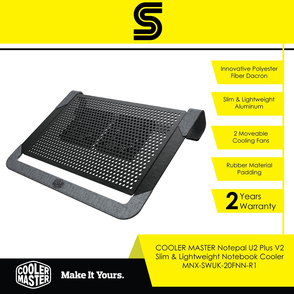 COOLER MASTER Notepal U2 Plus V2 Slim & Lightweight Notebook Cooler ...