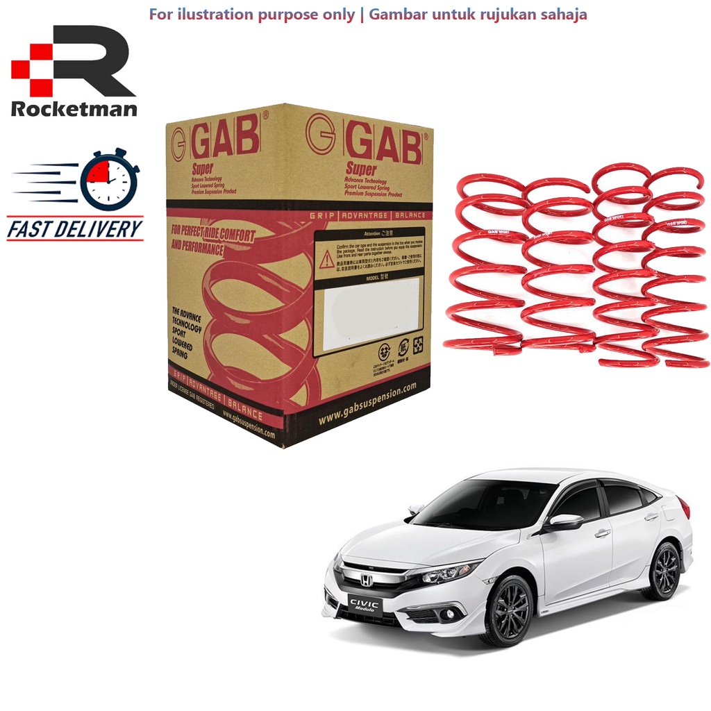 GAB SUPER SPORT LOWERED COIL SPRING SET HONDA CIVIC 1.8 1.5 TURBO FC ...