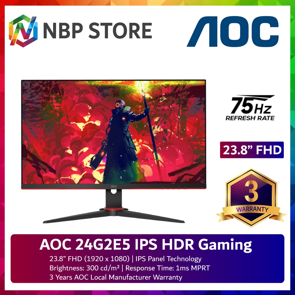 AOC 24G2E5 23.8" FHD IPS HDR FreeSync Gaming Monitor | Shopee Malaysia