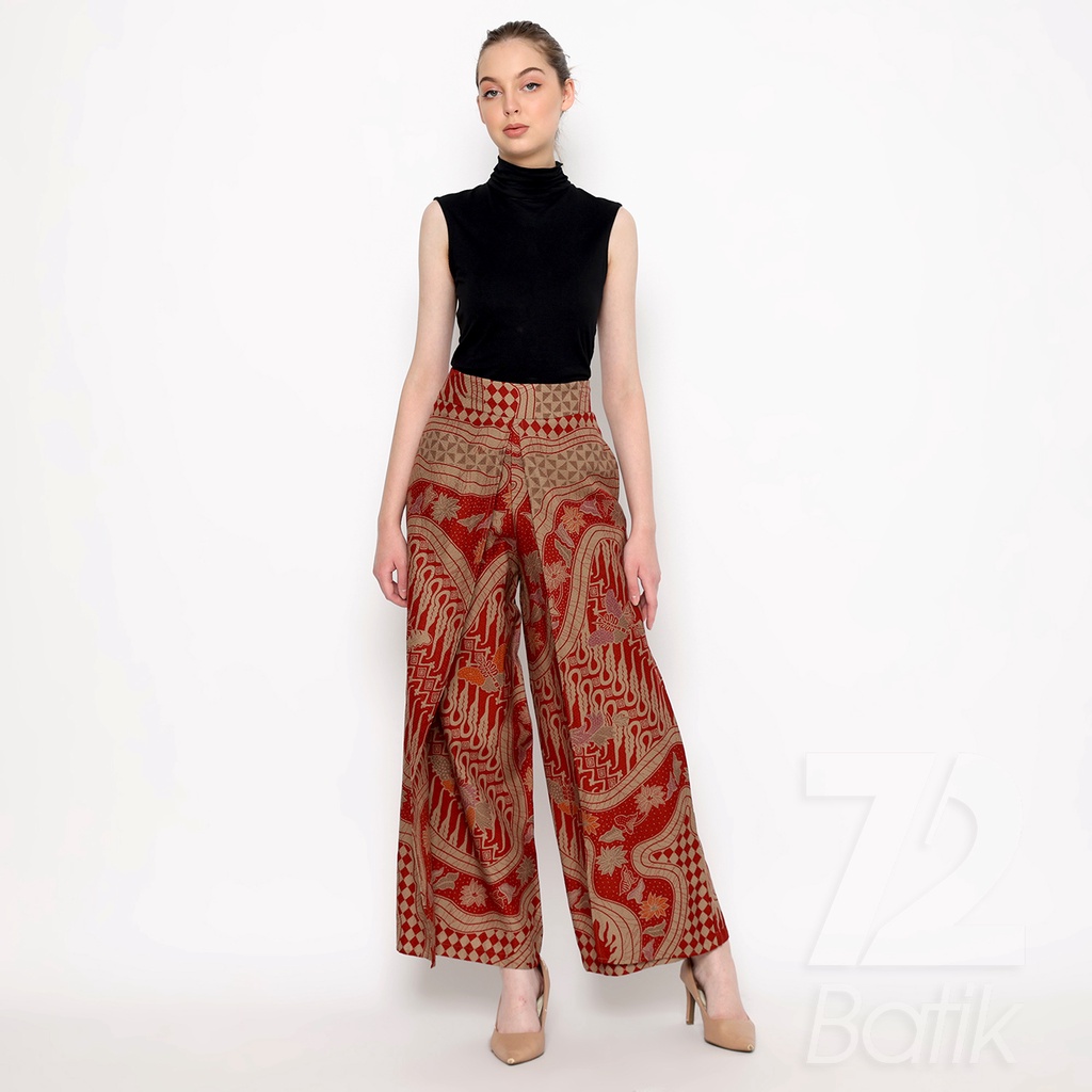 MERAH Premium BATIK CULOT TROUSERS with River Butterfly Motif in Red ...