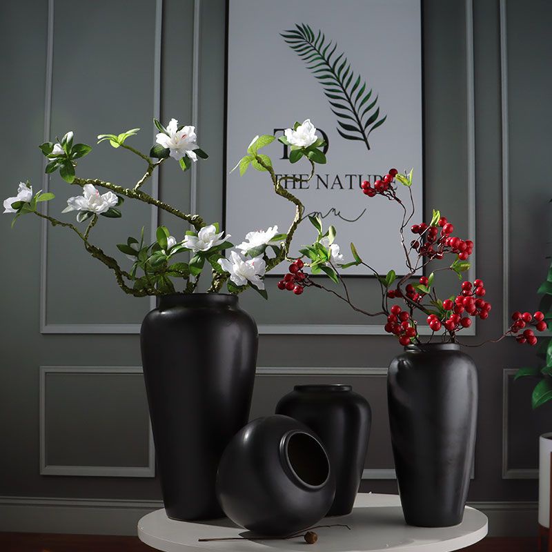 Rumah kreatif nordic hitam liar tembikar pasu alat letak barang fesyen ...