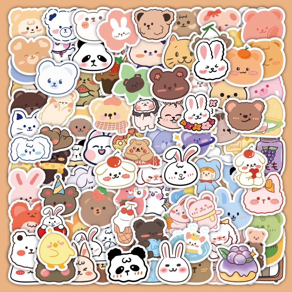 100pcs Cute Bear Stickers Vinyl Waterproof Stickers for Loptop Water ...