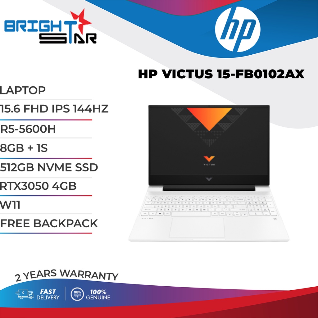 HP Victus (15.6"/R5-5600H/8GB + 1S/512GB NVME SSD) 15-FB0102AX | Shopee ...