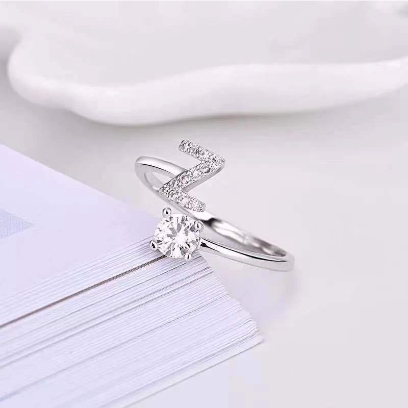 A-Z Letter Adjustable Opening Ring For Women Couple Alphabet Name Men ...