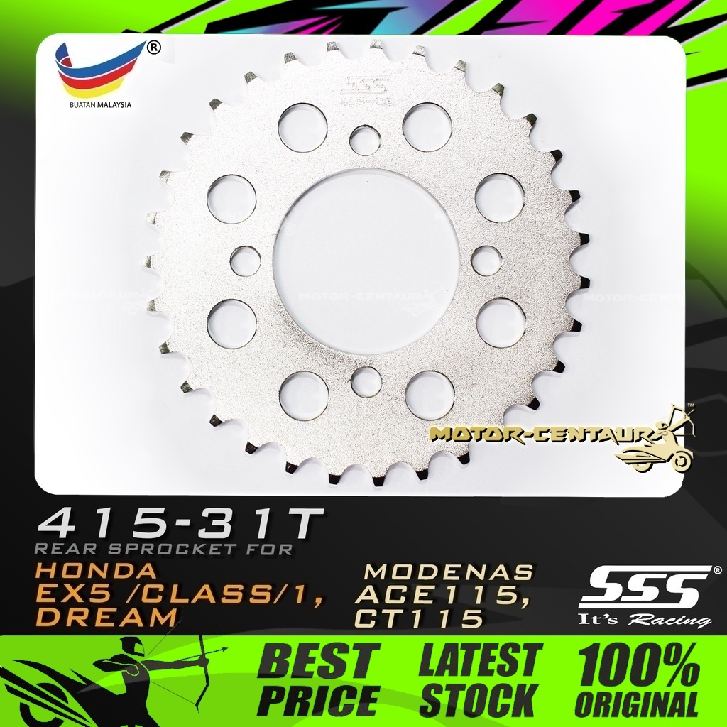 GEGANCU BELAKANG SSS STEEL REAR SPROCKET EX5-415-31T FOR HONDA EX5 ...