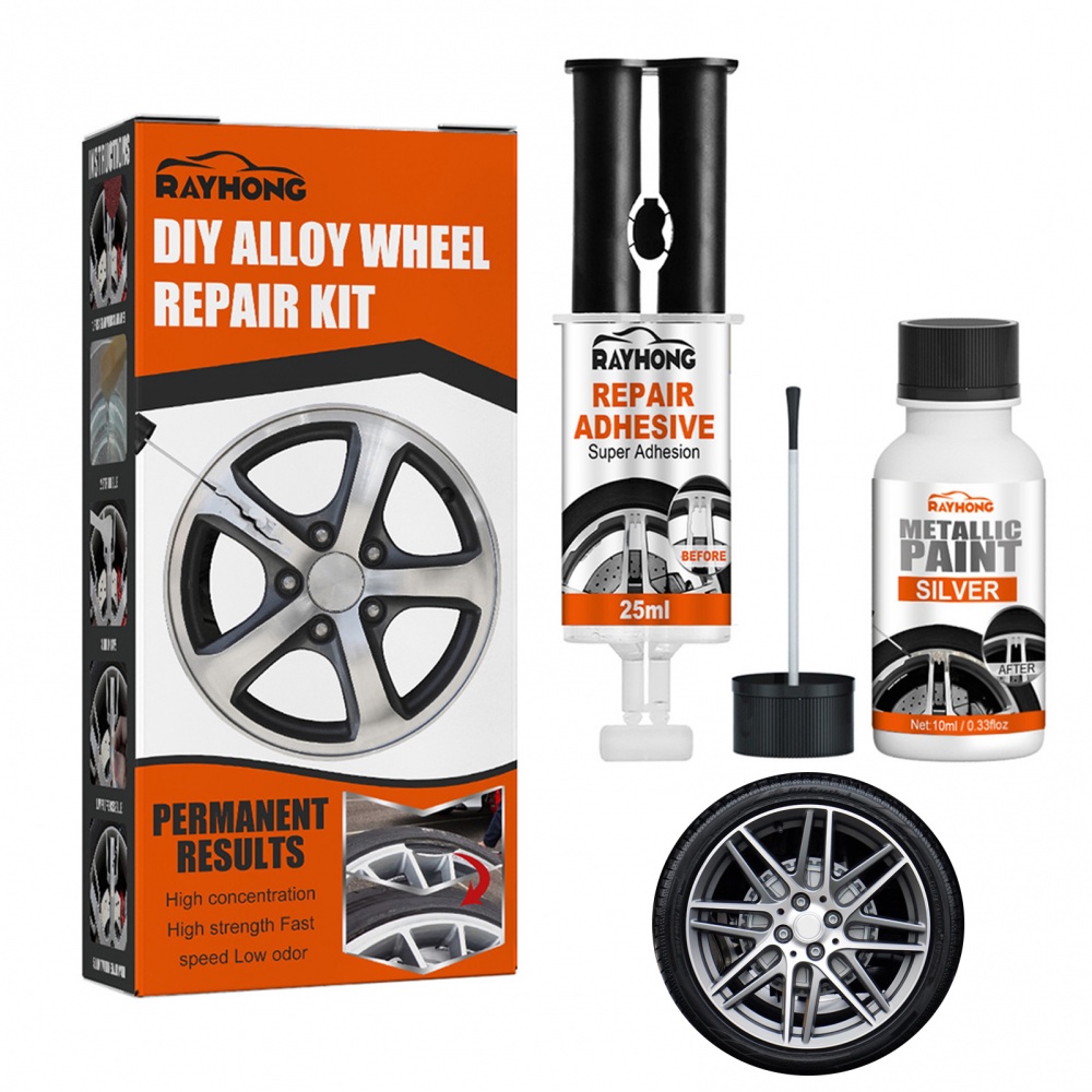 Alloy Wheel Scratch Repair Kit Car Rim Repair Kit Gloss Silver Rim ...
