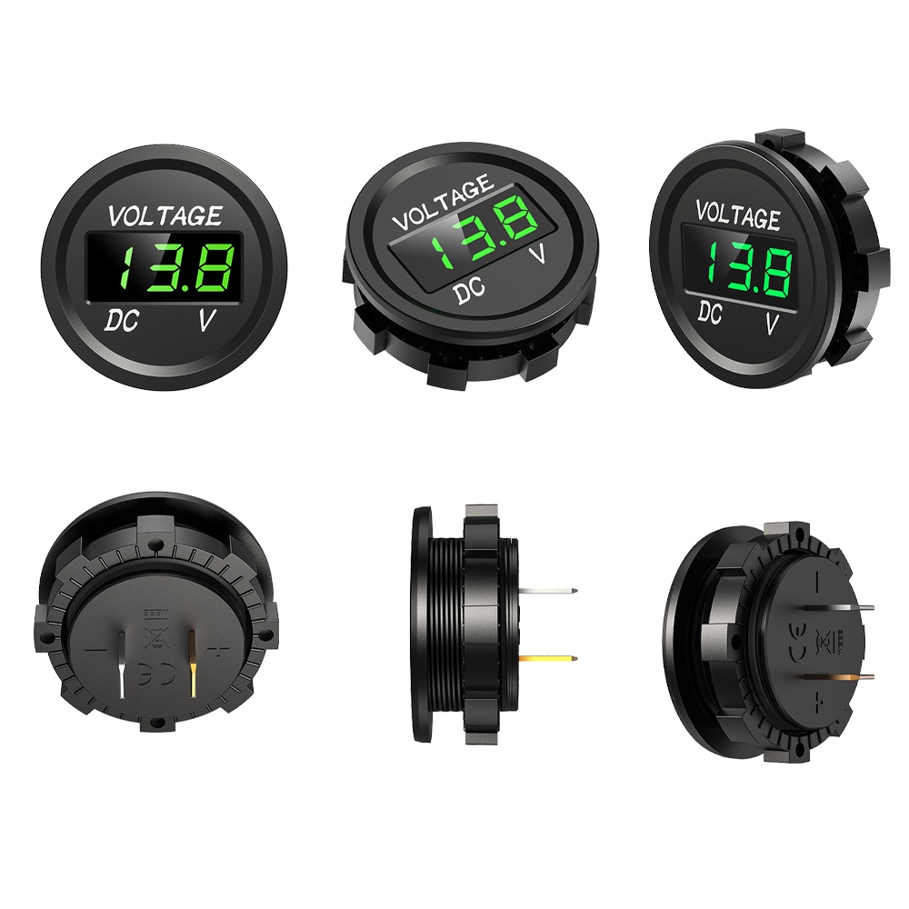 DIYMORE DC 12V LED Digital Voltmeter Round Panel Baking for Boat ...
