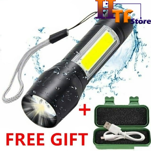 (STRAP) Led Light Zoomable LED Flashlight Lamp USB Torch Lamp Charging ...