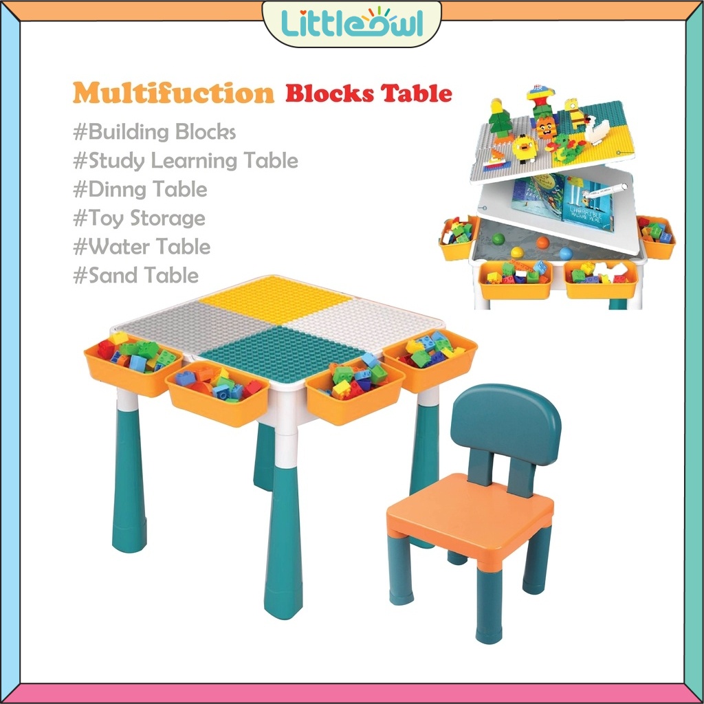 LARGE Table Blocks Building Blocks Learning Study Drawing Playing Table ...