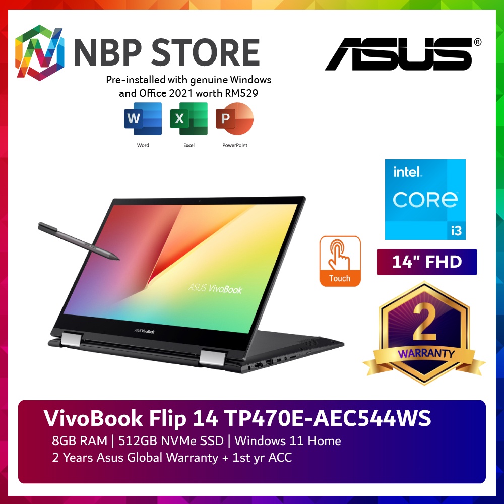 Asus VivoBook Flip 14 TP470E-AEC544WS 14'' FHD Touch 2-in-1 Laptop ...