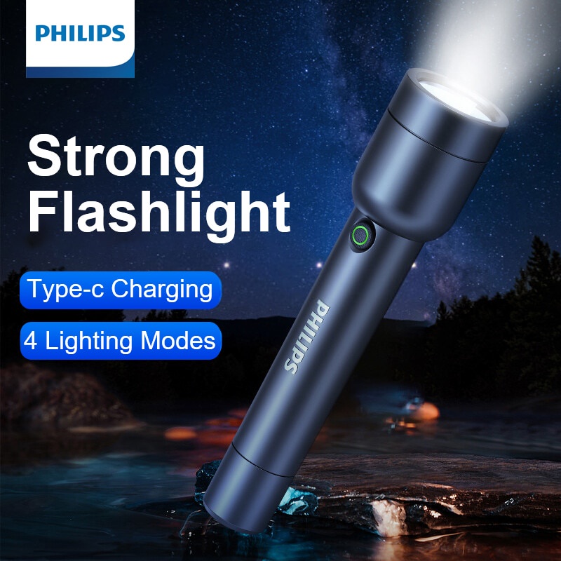 Philips SFL1236 LED Flashlight with USB Charging 18650 Battery 4 ...