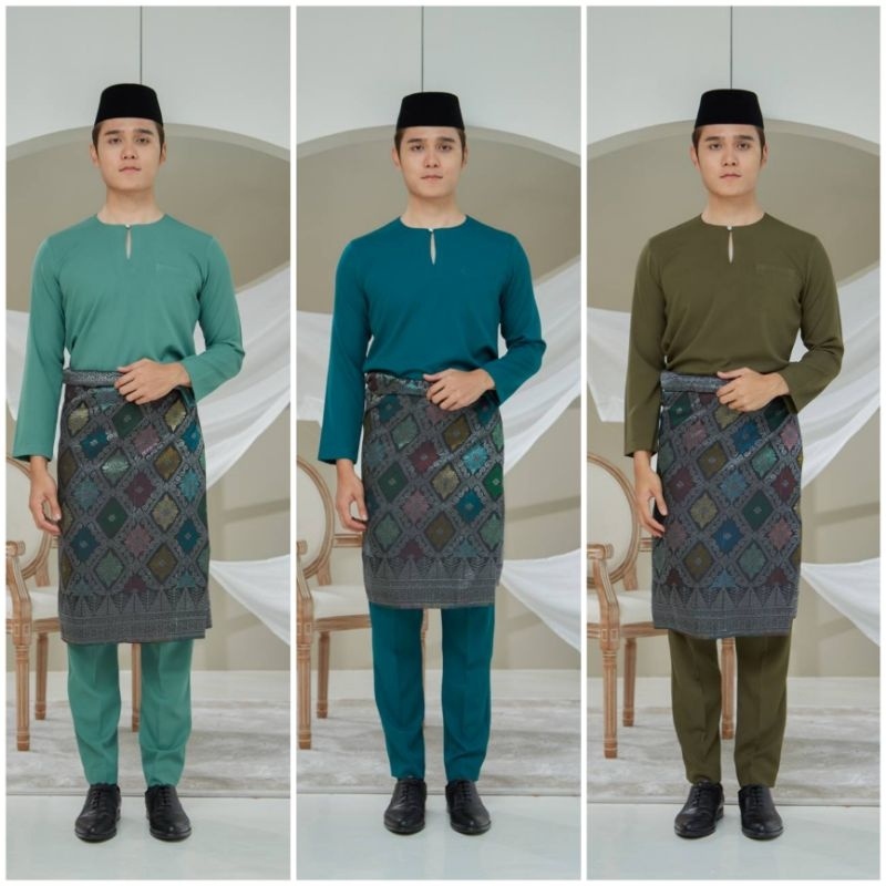 BAJU MELAYU TELUK BELANGA DUSTY GREEN ARMY GREEN TEAL BLUE / BAJU ...