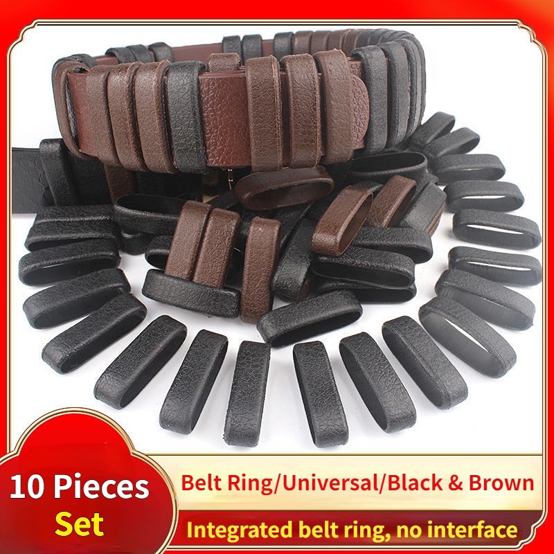 10pcs Set Genuine Men's Leather Belt Ring Belt Buckle Loop Fixing Tail ...