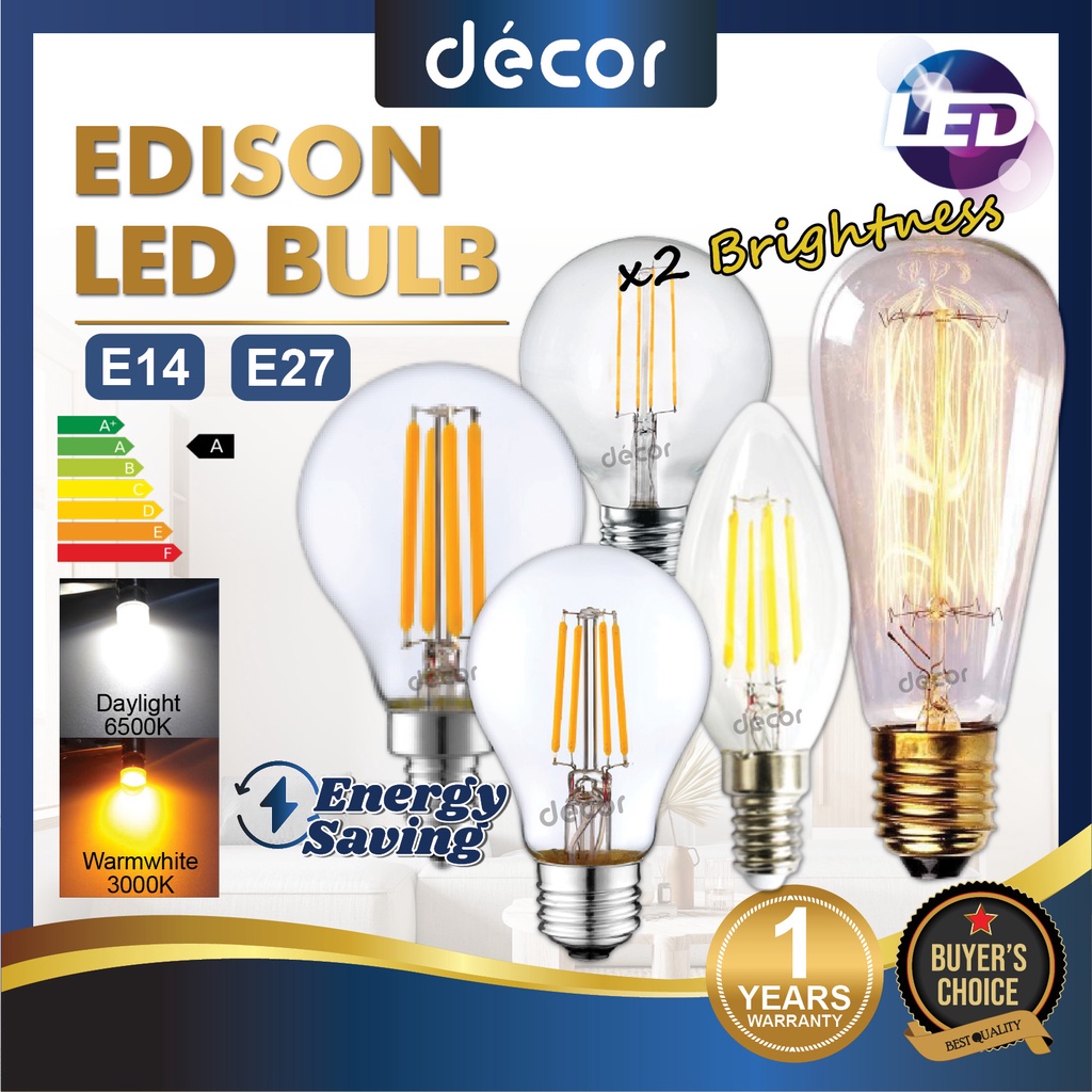 LED Edison Bulb Filament Bulb LED E14 E27 LED Candle Bulb Daylight Warmwhite LED Light Bulb ...