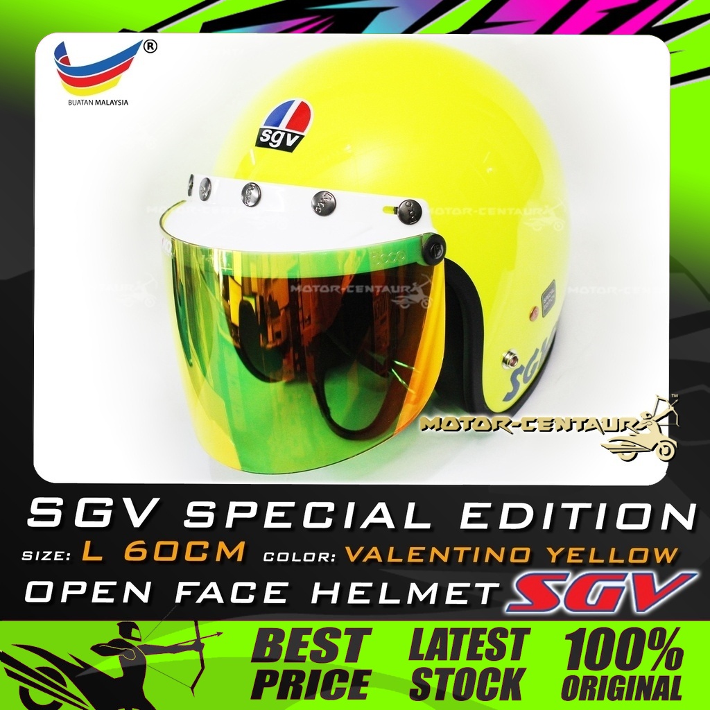 SET KOMBO TOPI KELEDAR SGV SPECIAL HELMET VALENTINO YELLOW (VR46 COLOR ...