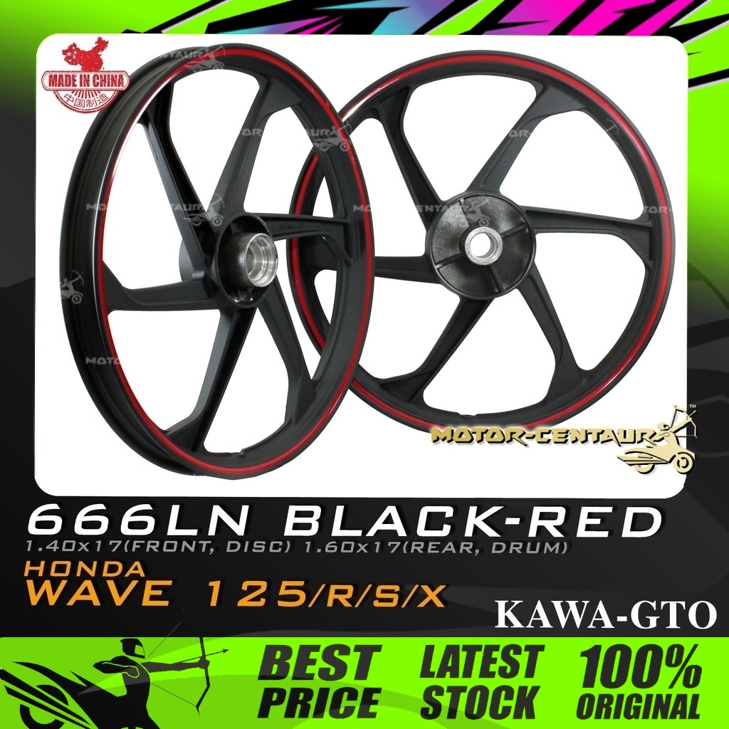 RIM MOTOSIKAL KAWA-GTO SPORT RIMS 666LN 1.40X17(DISC,F) 1.60X17(DRUM,R ...
