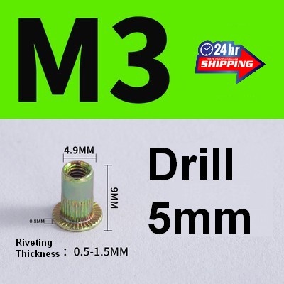 Galvanized Zinc Screw Nut Flat Head Rivet Nut m3 m4 m5 m6 m8 m10 m12 ...