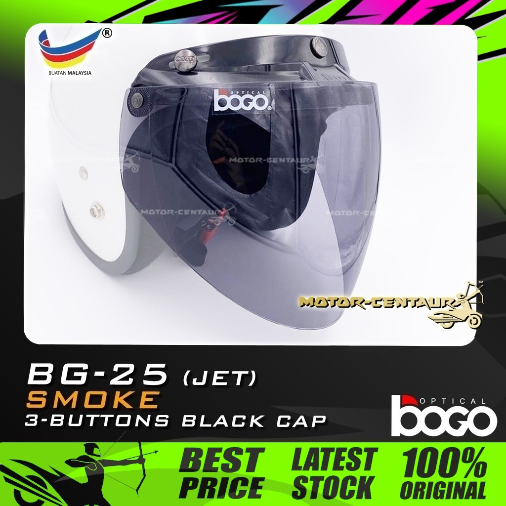 BOGO VISOR BG25 BG-25(JET) SMOKE, BLACK-CAP FOR MS88, MHR, SGV (TAJAM ...