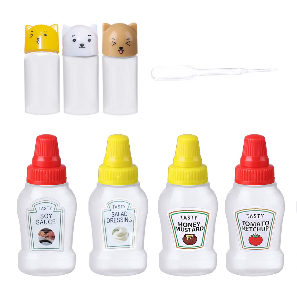 Mini Sauce Bottle Refillable Ketchup Honey Salad Containers Bottles ...