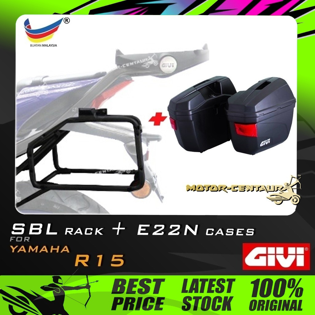 SET KOMBO KOTAK/BOX GIVI E22 E22N SIDE CASES + YAMAHA R15 SBL SIDEBAG ...