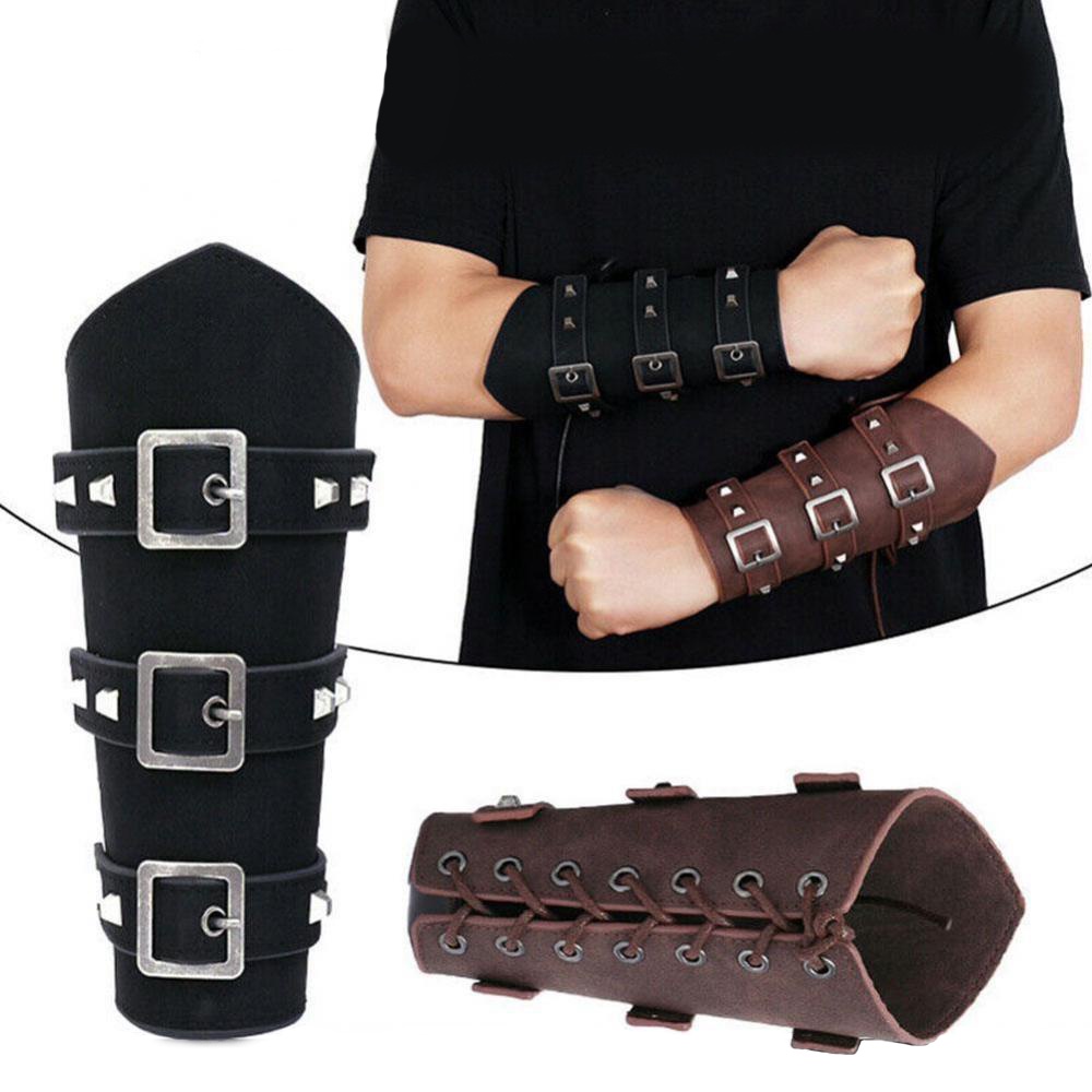 Punk Hip Hop Cosplay Leather Armor Arm Viking Bangles Pirate Knight ...