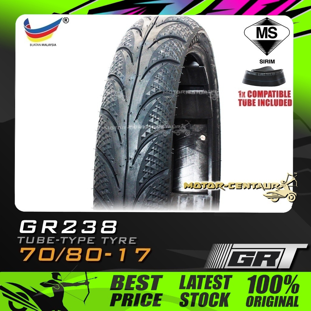 TAYAR KOMBO GRT (GLOBAL RUBBER) TYRE GR238 70/80-17 + TUBES (BUNGA DIAMOND) | Shopee Malaysia