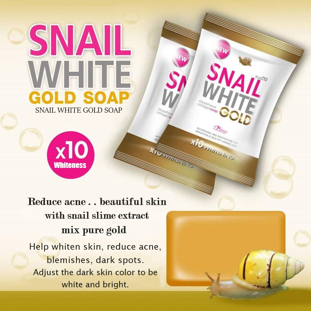 NEWPACKAGING!!! Snail White Gold Glutathione Collagen Soap PlusX10 ...