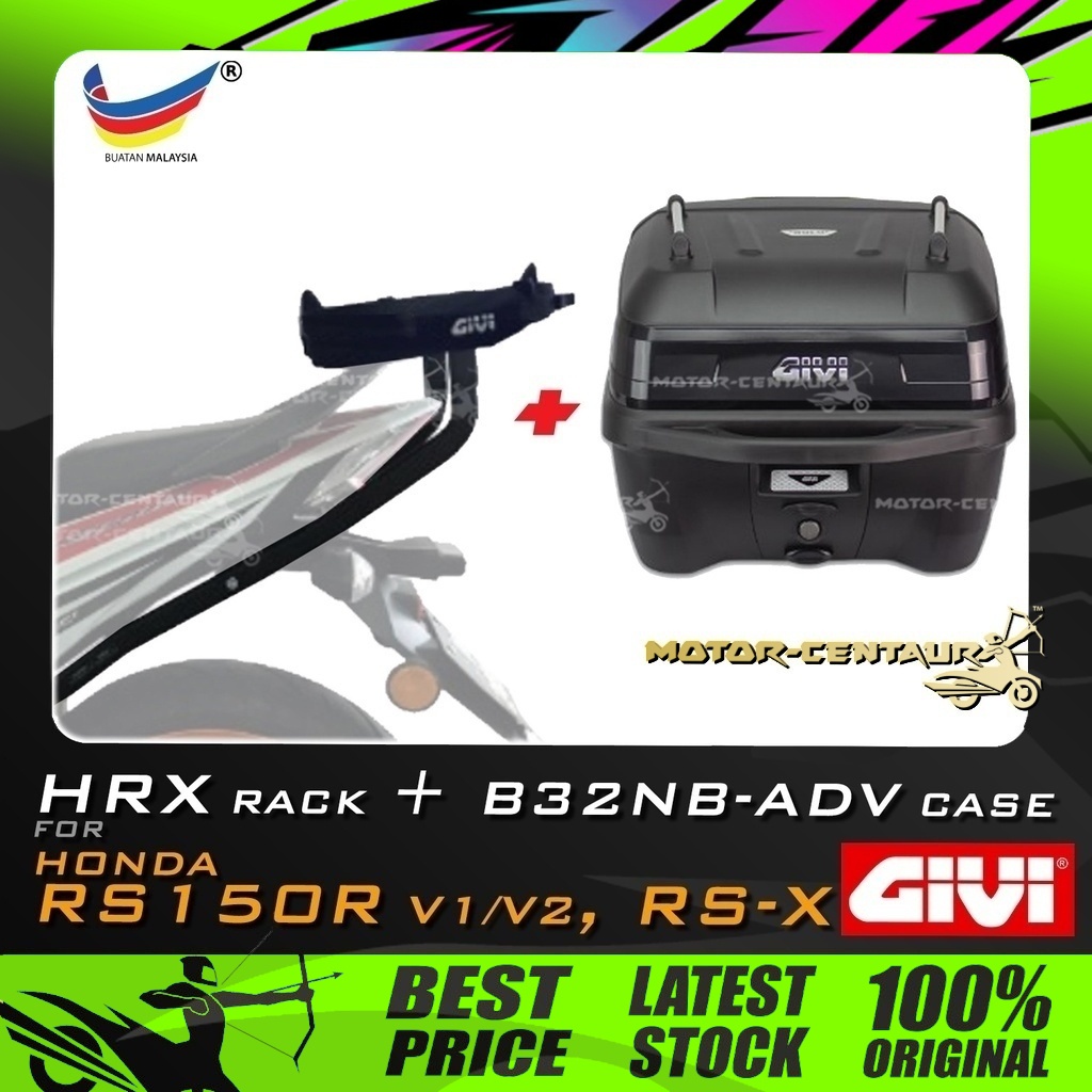 SET KOMBO KOTAK/BOX GIVI B32NB-ADV TOP CASE + GIVI HONDA RS150R, RS150, RSX, RS-X HRX(S) (HRV ...