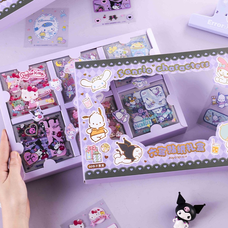60pcs Box Cartoon Sanrio Sticker T Box Set Cute Kuromi Mymelody