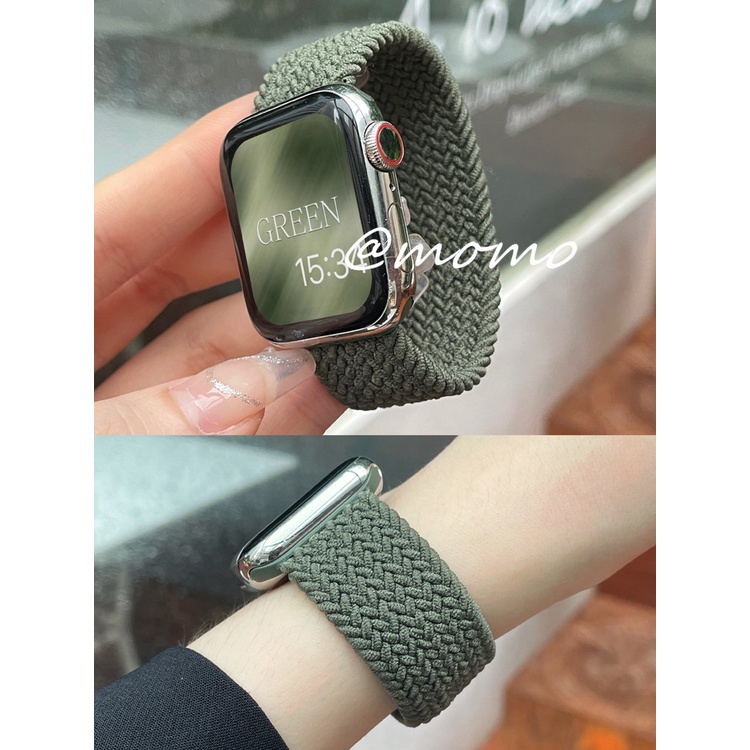 tali jam Starlight Color Braided Solo Loop Strap for iWatch 45mm 41mm ...