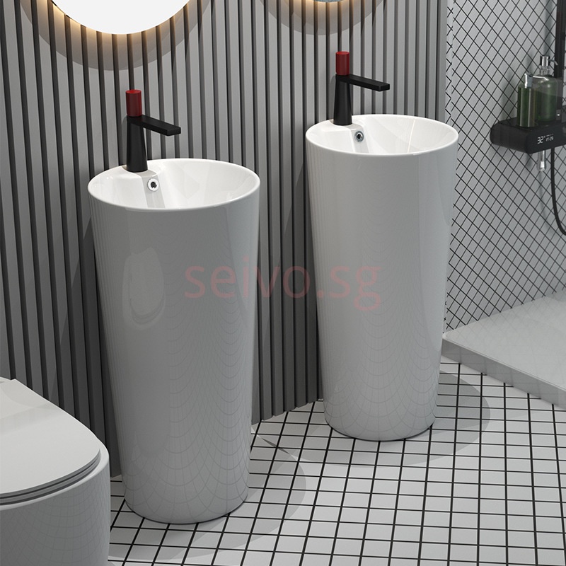Floor-Standing Bathroom Table Integrated Wash Basin Balcony Column ...