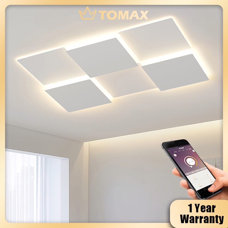 [Remote Dimming] TOMAX 110CM Minimalist White Grid LED Ceiling Light ...