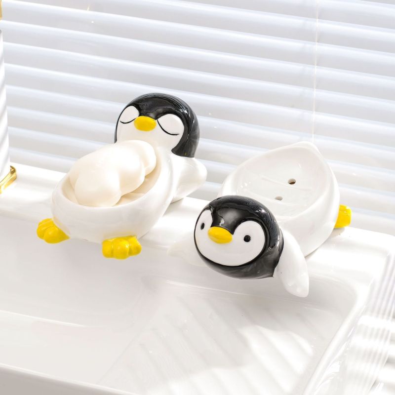 Cartoon Cute Penguin Drain Soap Box Washbasin No Water Acccumulation ...