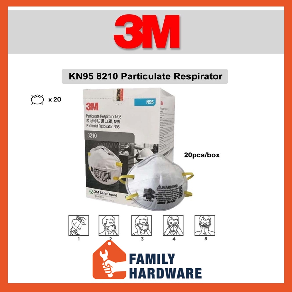 3M N95 8210 Particulate Respirator 8210 Disposable Face Mask with Standard Size 20pcs / Box ...