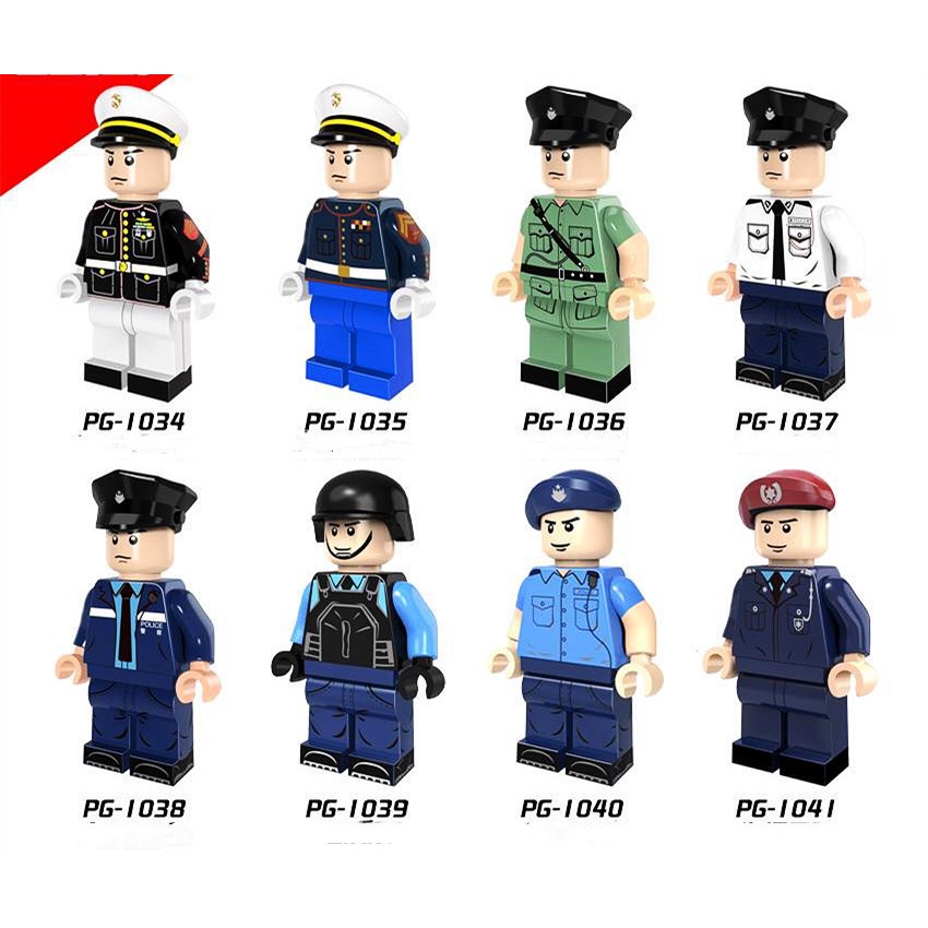 Building Blocks Police Series Marines Minifigure Assembling Educational ...