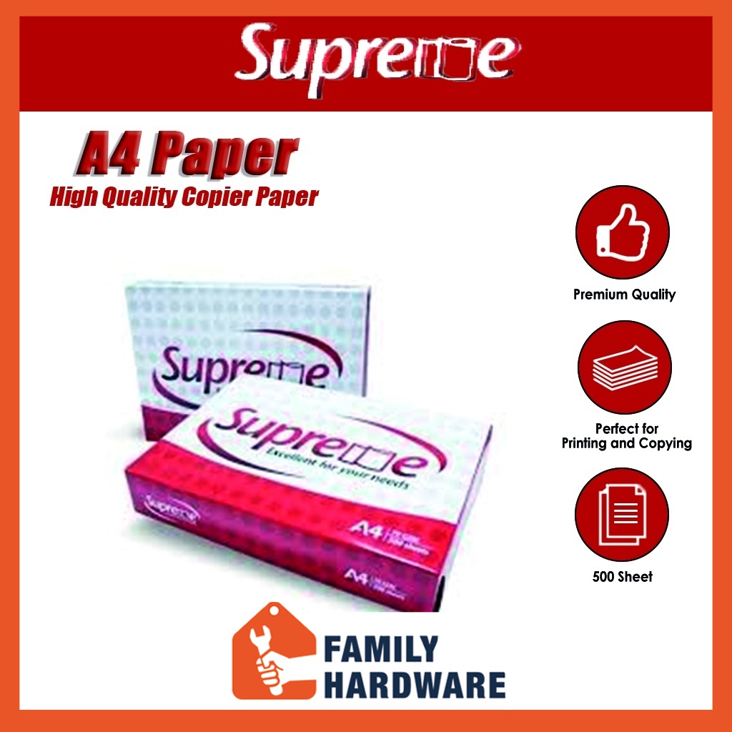 SUPREME HIGH QUALITY OFFICE PAPER A4 500 SHEETS 70GSM FAMILY HARDWARE ...