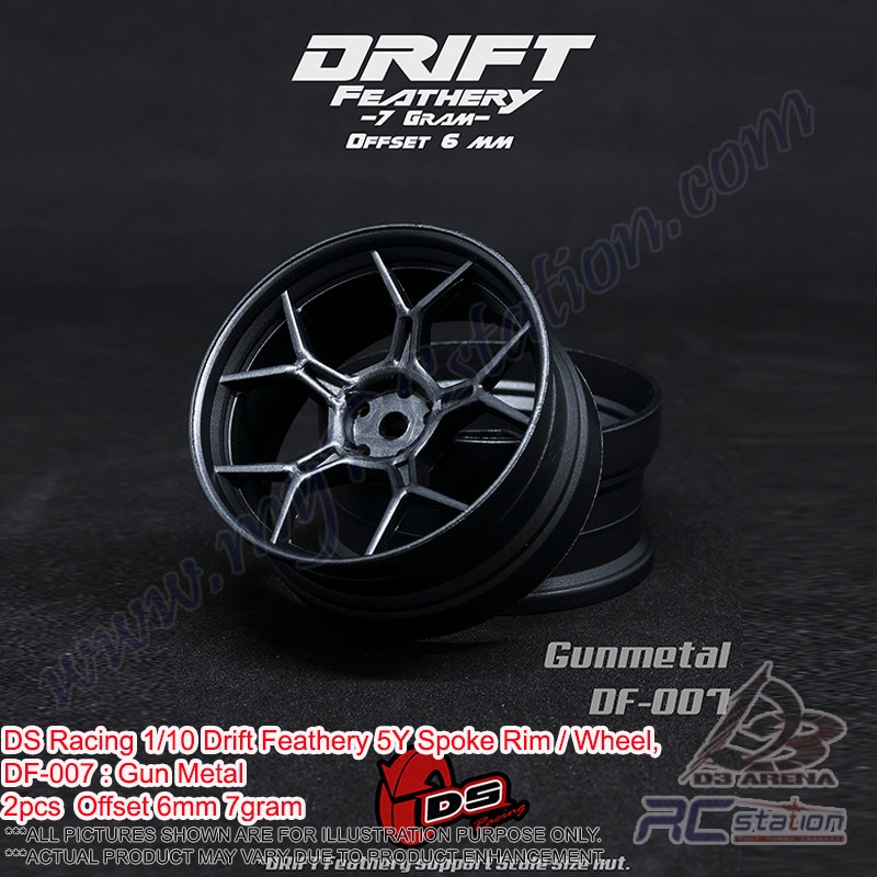 DS Racing 1/10 Drift Feathery 5Y Spoke Rim / Wheel,2pcs Offset 6mm ...