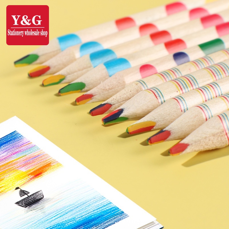 Four-Color Concentric Color Pencils Red Yellow Blue Green Rainbow Core ...