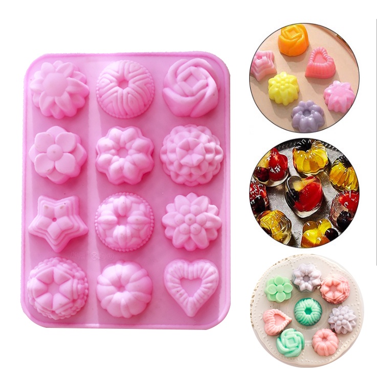 12 Cavity Flowers Silicone Cake Mold Chocolate Bread Jelly Candy Baking Mould | Shopee Malaysia
