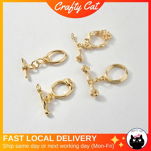 CRAFTYCAT 14K Gold Plated OT Toggle Clasp Ending, Tarnish Resistance, DIY Necklace Bracelet ...