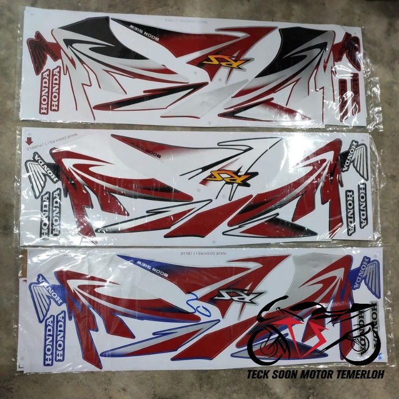 Stiker sticker body stripe cover set (1) honda dash110 v1 dash 110 v1 ...